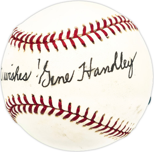 Gene Handley Autographed Official AL Baseball Philadelphia A's "Best ...