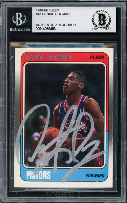 Dennis Rodman Autographed 1988 Fleer Rookie Card #43 Detroit Pistons ...