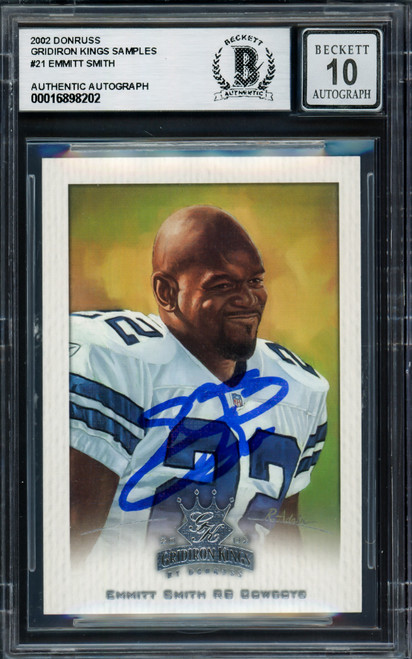 Emmitt Smith Autographed 2002 Donruss Gridiron Kings Samples Card #21