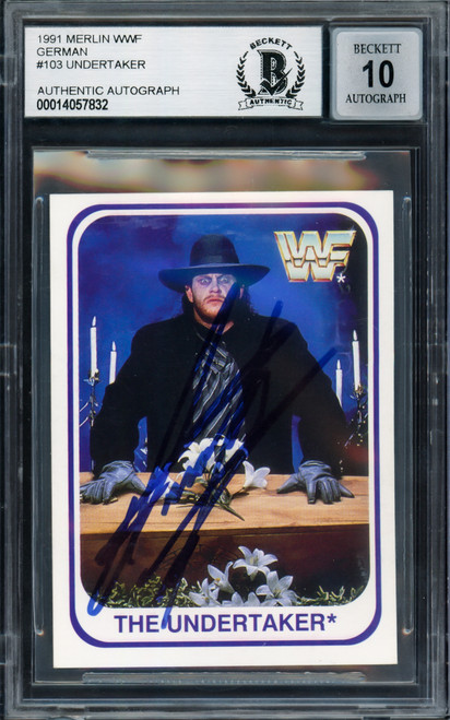 Undertaker Autographed 1991 Merlin Wwf German Card 103 Auto Grade Gem