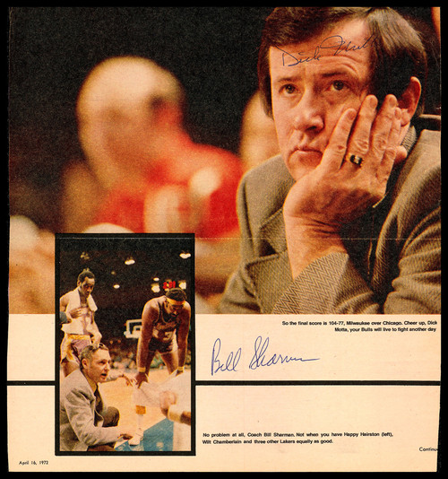 Bill Sharman & Dick Motta Autographed Sporting News Cover SKU #236256 ...