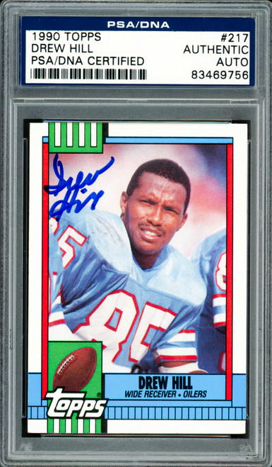 Drew Hill Autographed 1990 Topps Card #217 Houston Oilers PSA/DNA ...