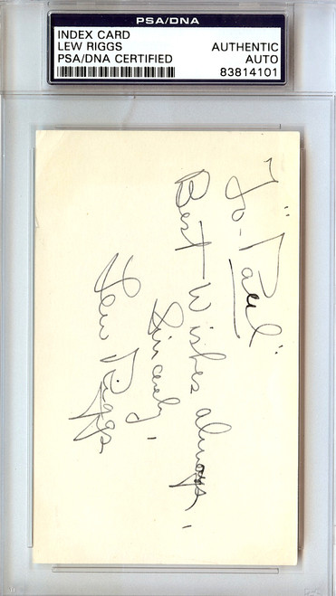 Lew Riggs Autographed 3x5 Index Card Los Angeles Dodgers, Cincinnati ...