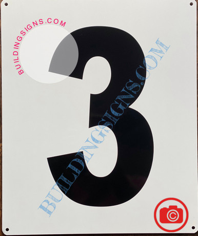 NUMBER 3 SIGN - WHITE (ALUMINUM SIGNS 12x10)- Parking LOT Number Sign