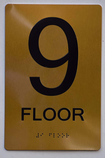 9th FLOOR Sign -Tactile Signs Tactile Signs ADA 6X9 GOLD,