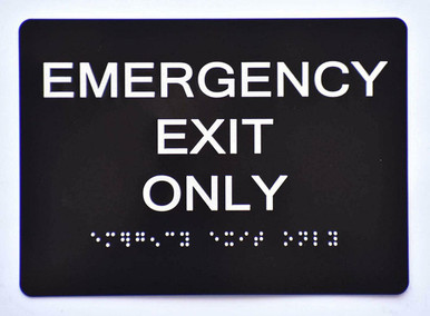 Emergency EXIT ONLY Sign Black (Aluminium, Black/Silver,Size 5x7) The ...