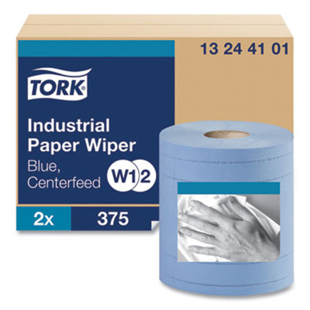 Industrial Paper Wiper - 4-Ply Blue, 375 Wipes/Roll