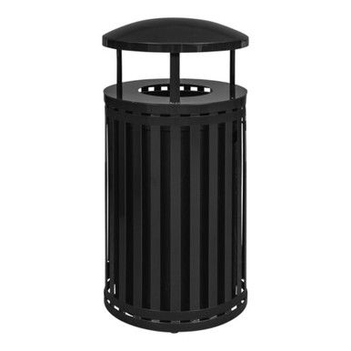 Weather-Resistant 45-Gallon Trash Receptacle with Canopy - Streetscape