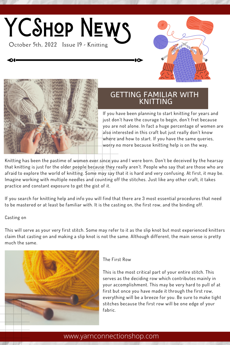 Getting Familiar with Knitting - Yarn Connection Shop, LLC