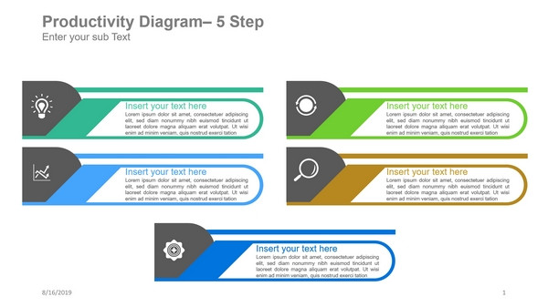Productivity Diagram- 5 Step - rectangle curved on right