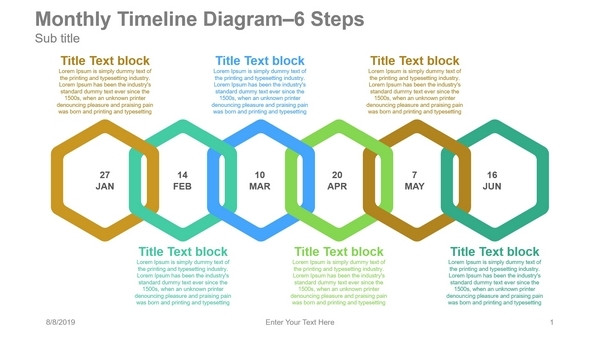 Monthly Timeline - Hexagon Links - 6 Steps