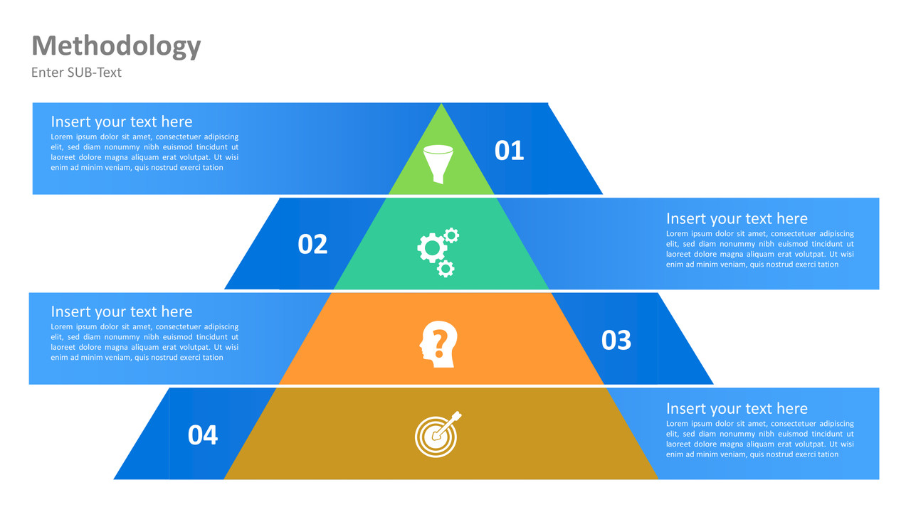 Methodology - 2D Pyramid with Icons - 4 Steps