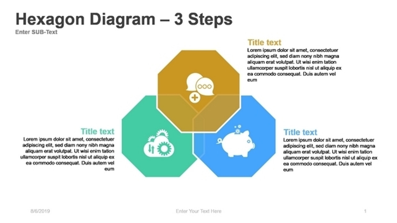 Hexagon Diagram Overlapping Hexagons With Icons 3 Steps
