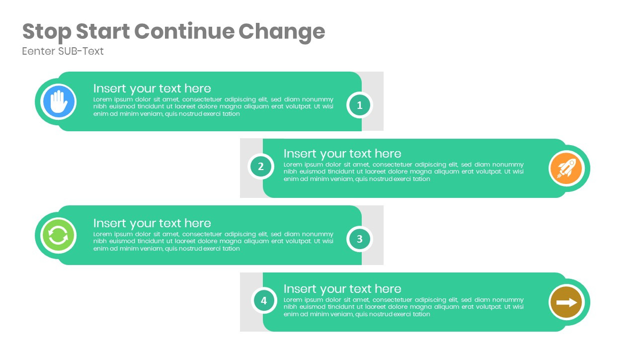 Stop Start Continue Change - 4 Steps with Icons
