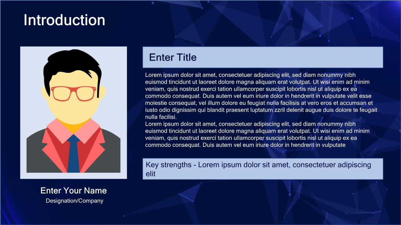 Introduction of Person - with Photo Title Key Strengths