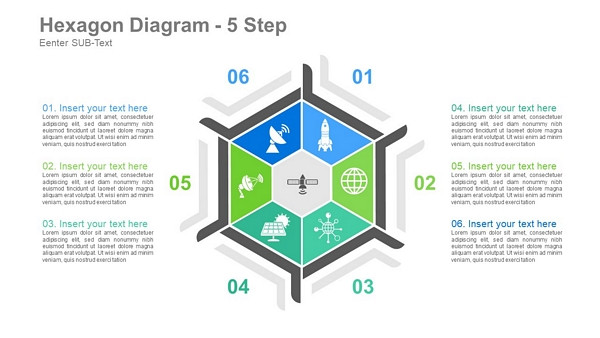 Hexagon Diagram- 5 Steps with corner edge