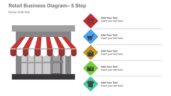 Retail Business Diagram- 5 Step with shop Icon