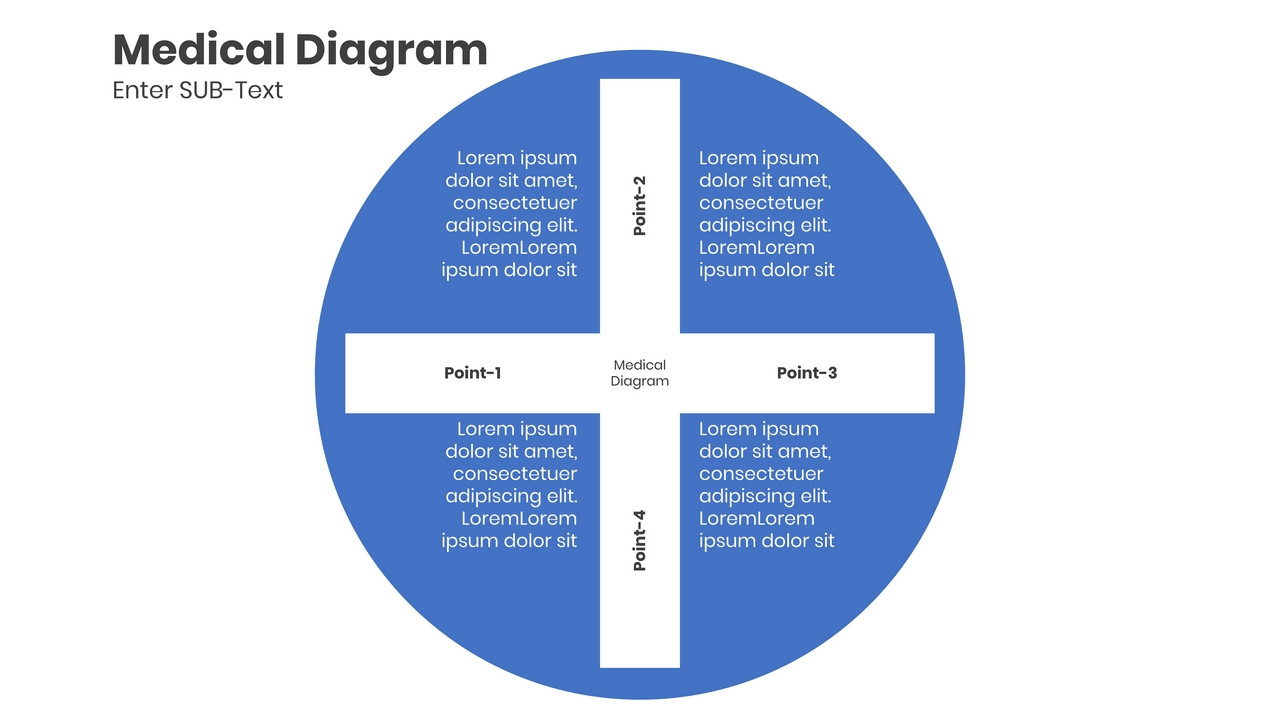 Medical Diagram - standard medical cross symbol - 4 Steps - with text ...