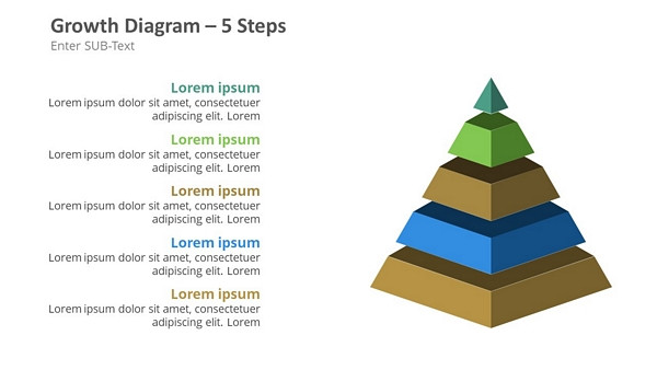 Growth Diagram- 5 Steps Square piece pyramid Triangle on top