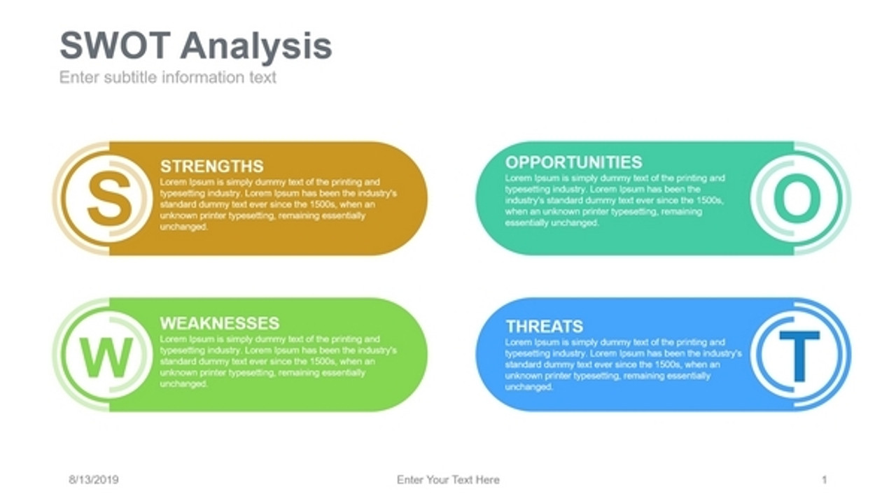 Swot Analysis Rectangles Rounded Semi Circle Edges
