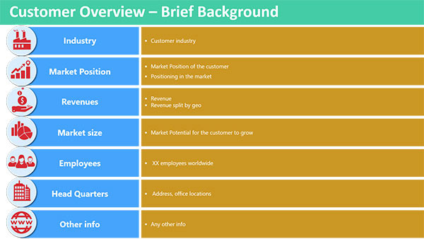 Account Customer Overview - Horizontal sections