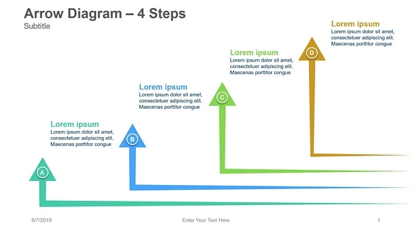 Arrow Diagram-4 Steps Up arrow 4 in parallel