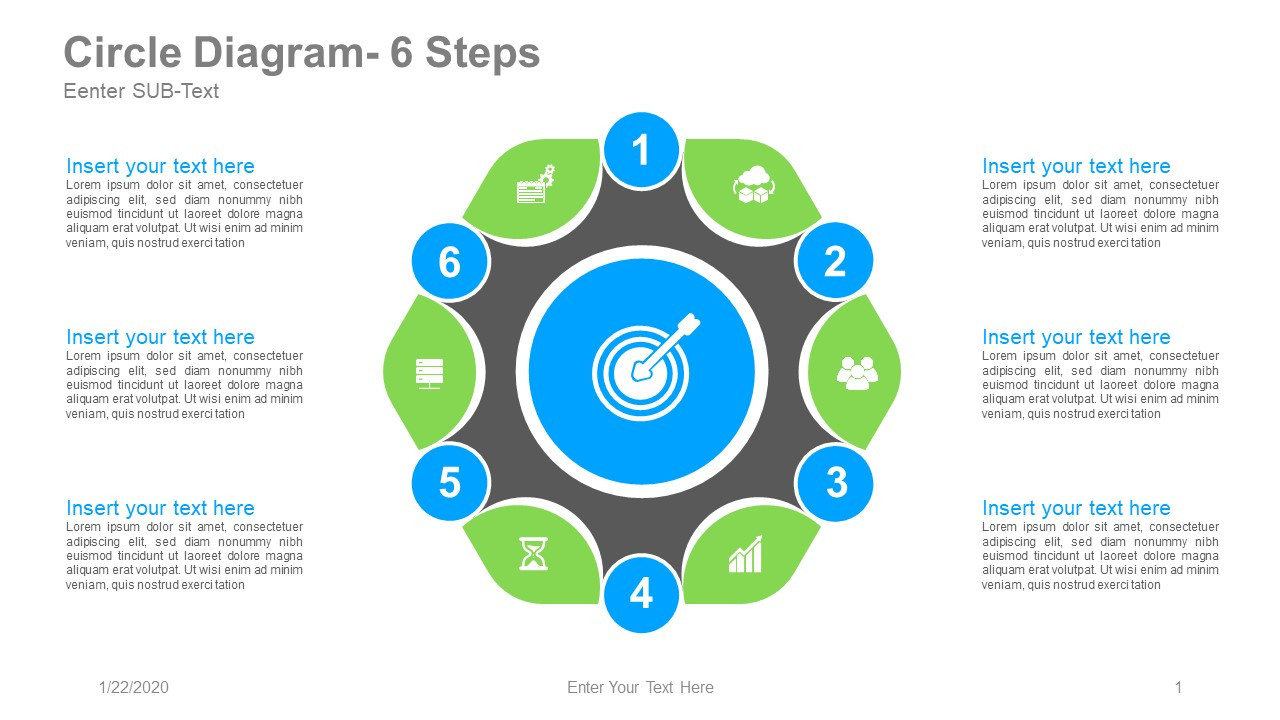 Circle Diagram-6 Steps - arrow on target multiple rings