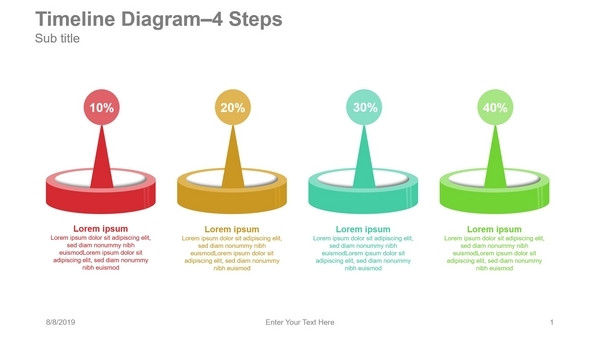 Timeline Diagram-4 Steps Ring with arrow head to Percentage
