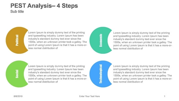 PEST Analysis- 4 Steps with Half Filled Circle