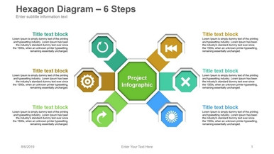 Hexagon Diagram with Icons - 6 Steps