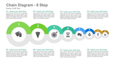 Chain Diagram - 8 Steps with Icons - Circular design