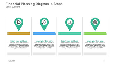 Financial Planning Diagram- 6 Steps with Location Icon