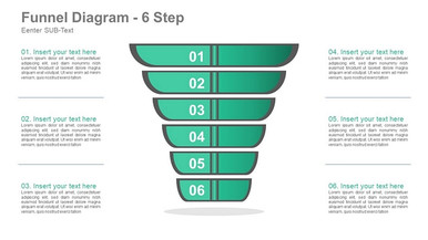 Funnel Diagram - 6 Steps Top to bottom decreasing size