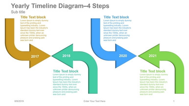 Yearly Timeline Diagram-4 Steps Curved arrows left right