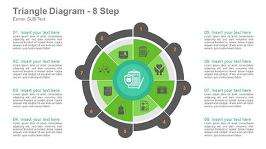 Triangular Diagram- 8 Steps Clock like Icons inside