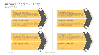 Arrow Diagram-8 Steps 4 right pointing arrows