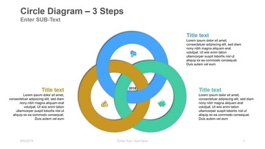 Circle Diagram - 3 Steps - 3 interlocked cicles with icons