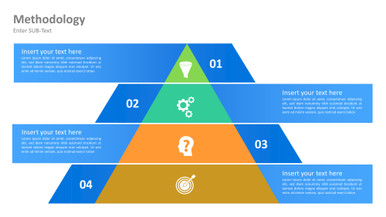Methodology - 2D Pyramid with Icons - 4 Steps