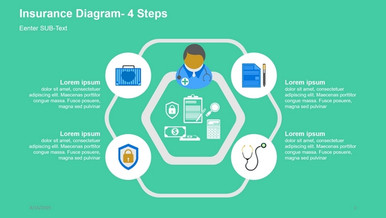 Insurance Diagram- 4 Steps with Hexagon