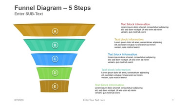 Funnel Diagram - Vertical - space between sections - 5 Steps