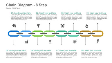Chain Diagram - Links with Icons - 8 Steps