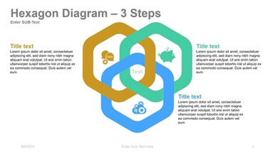 Hexagon Diagram - Overlapping Hexagon Rings with Icons - 3 Steps