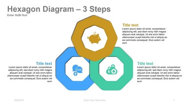 Hexagon Diagram- Hexagon Thick Rings with Icons - 3 Steps