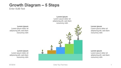 Growth Diagram- 5 Steps divider wall with pots and plant