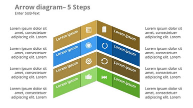 Arrow Diagram- 5 Steps - Roof shape with Icons