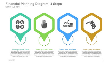 Financial Planning Diagram- 4 Steps In hexagon design