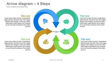 Arrow Diagram - Circular Arrow with Icons - 4 Steps
