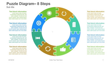 Puzzle Diagram-8 Steps Ring with icons