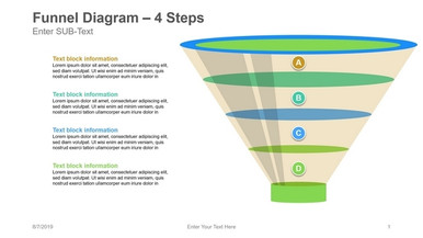 Funnel Diagram - Vertical - 2D circles with light in funnel - 4 Steps