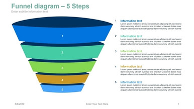 Funnel Diagram - Vertical - Cups like stack - 5 Steps